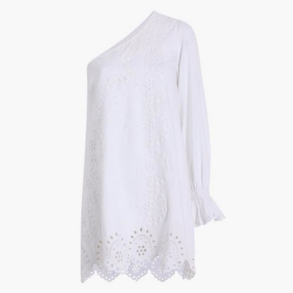Hill House White Linen Eyelet One Shoulder Mila Dress… - Gem